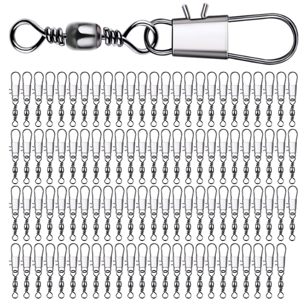 CIYISON 100Pcs Fishing Snap Swivels Heavy Duty Round Bearing Swivels ...