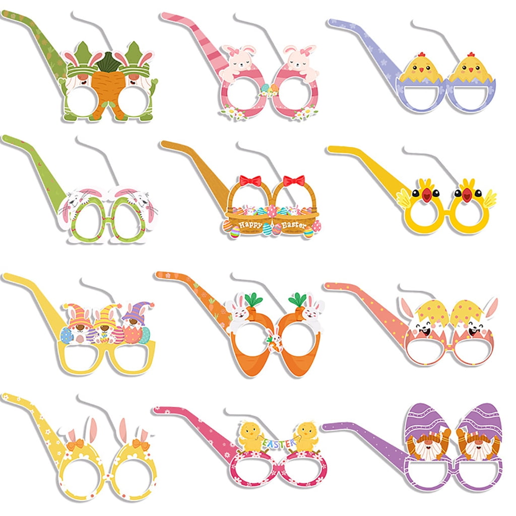 CIYISON 12Pcs Easter Party Glasses Basket Stuffers, Paper Eyeglasses ...
