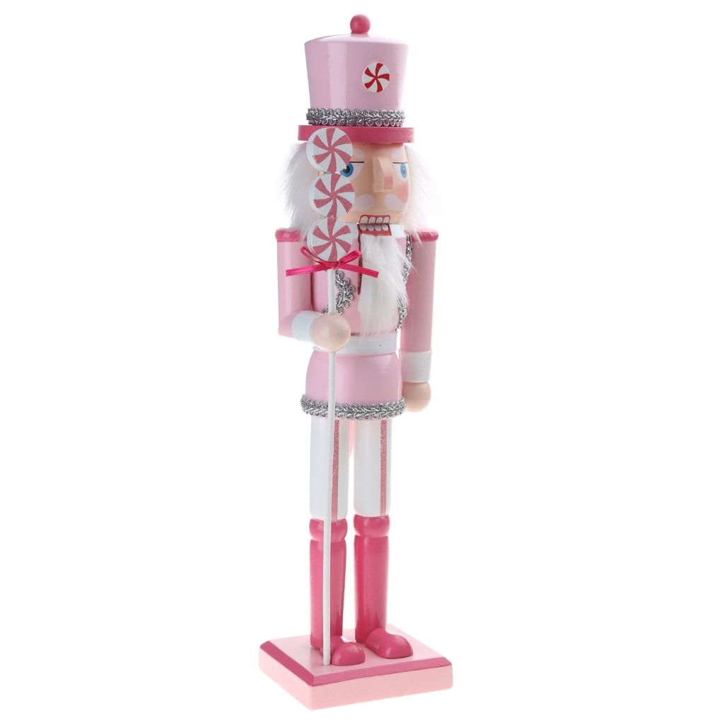 CIYISON 14 Inch Wooden Nutcracker Soldier Figurine Pink Glitter Figure ...