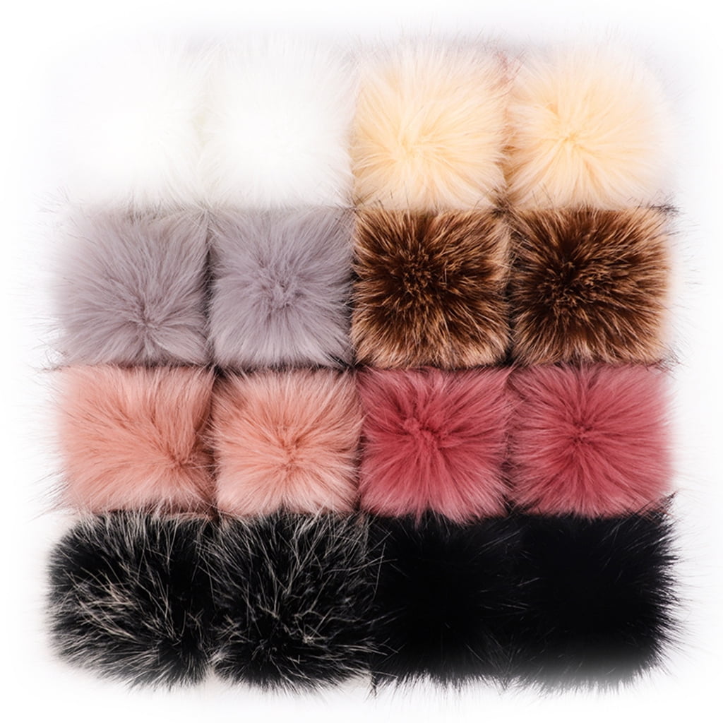 CIYISON 16 Pcs/Pack Soft Faux Fox Fur Pom Poms Balls Multicolor ...