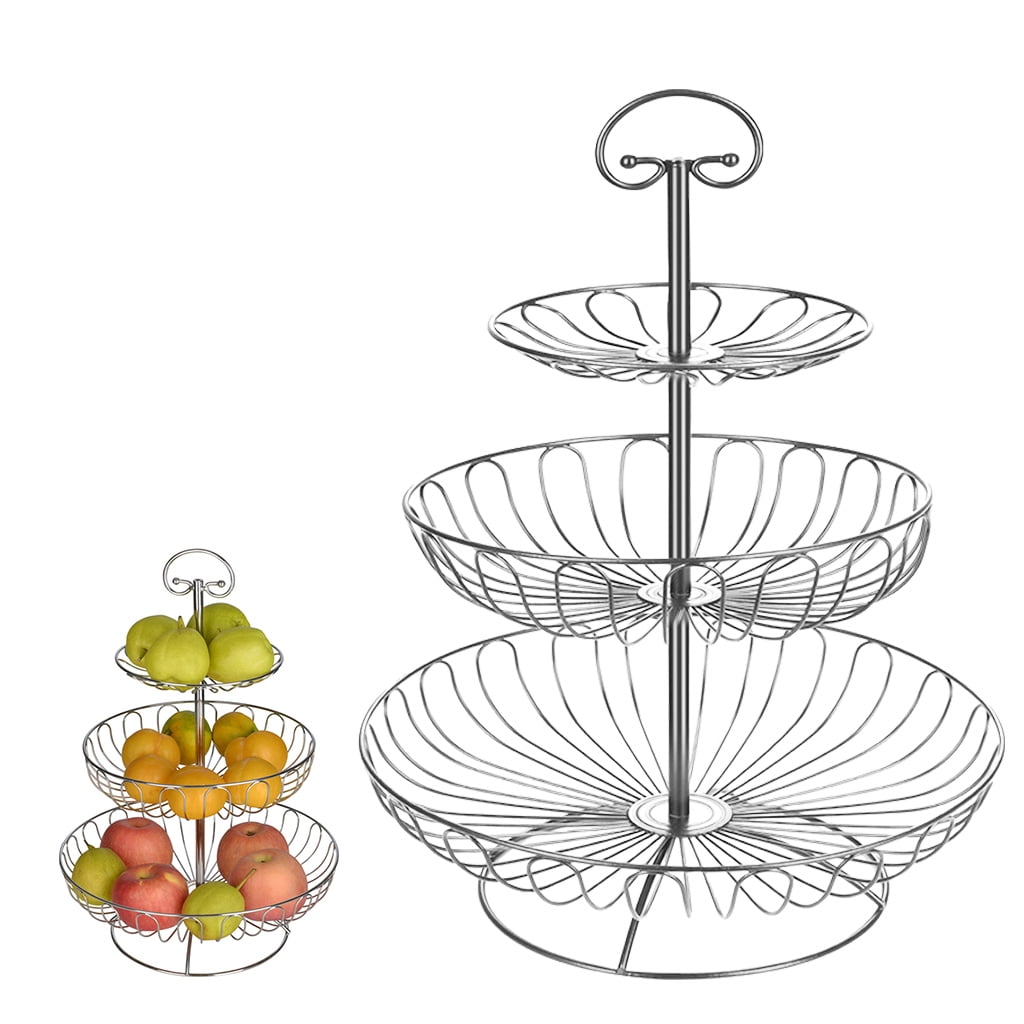 CIYISON 3 Tier Fruit Basket Metal Fruit Bowls Wrought Iron Fruit Stand ...