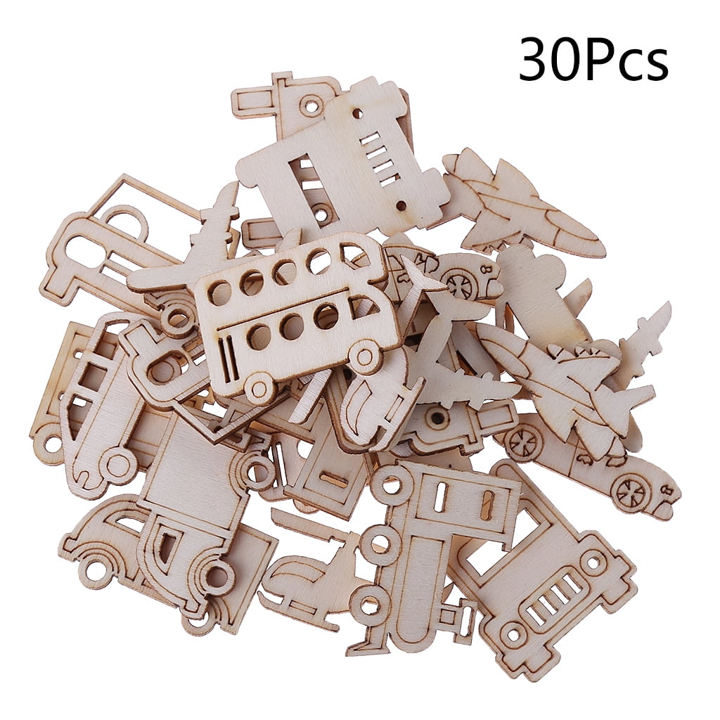 CIYISON 30 Pcs/Set Transportation Wood Cutouts Craft Wood ...