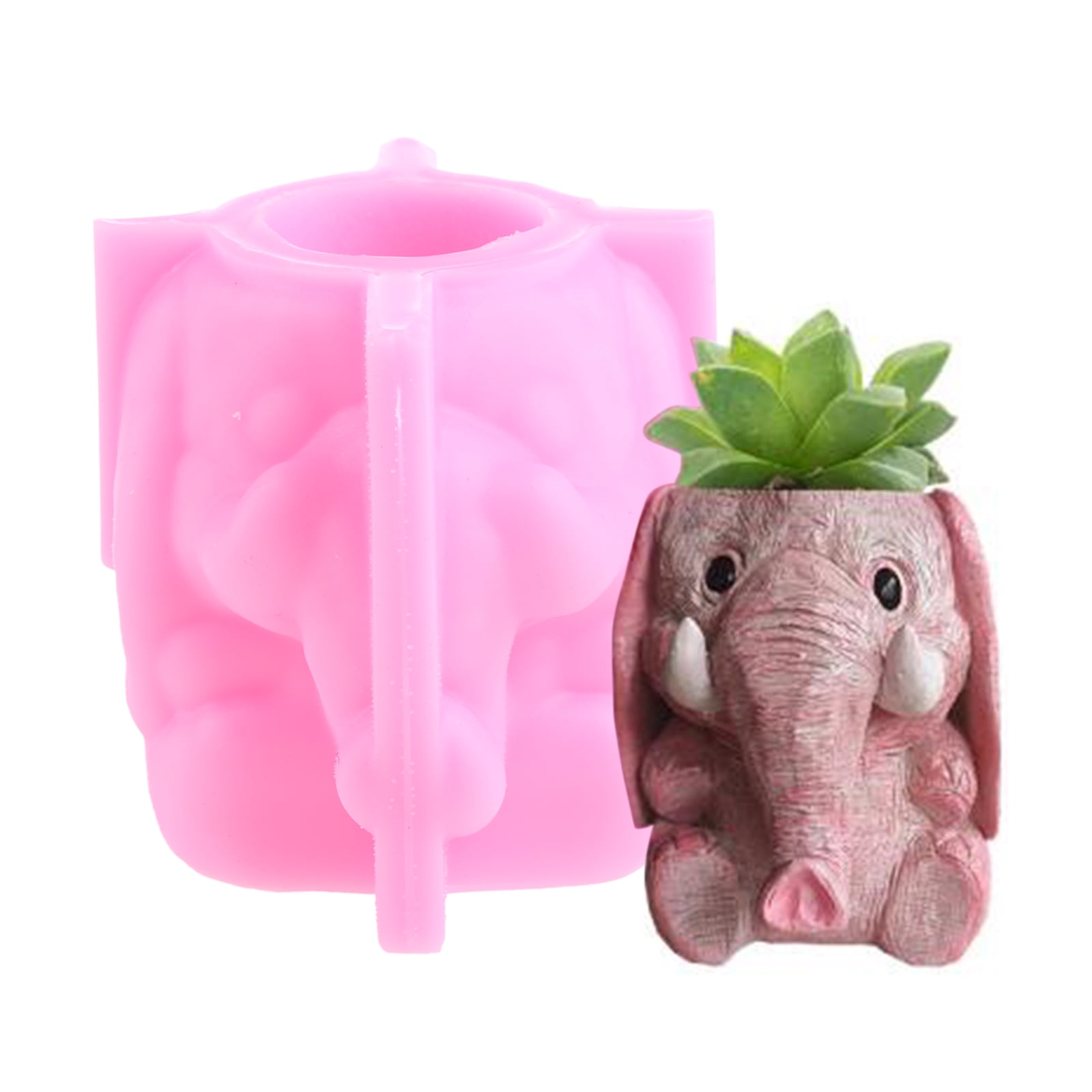 CIYISON 3D Elephant Flowerpot Pen Holder UV Crystal Epoxy Mold Cement ...