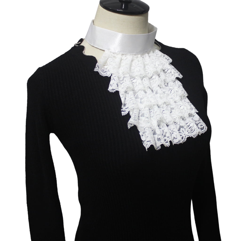 CIYISON 4 Layered Ruffle Lace Jabot False Collar Steampunk Victorians ...