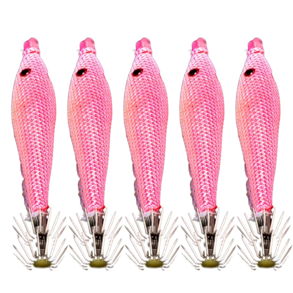 CIYISON 5pcs Luminous Squid Jig Hooks Saltwater Fishing Lures Glow Blowing Tube Fishing Hook ...