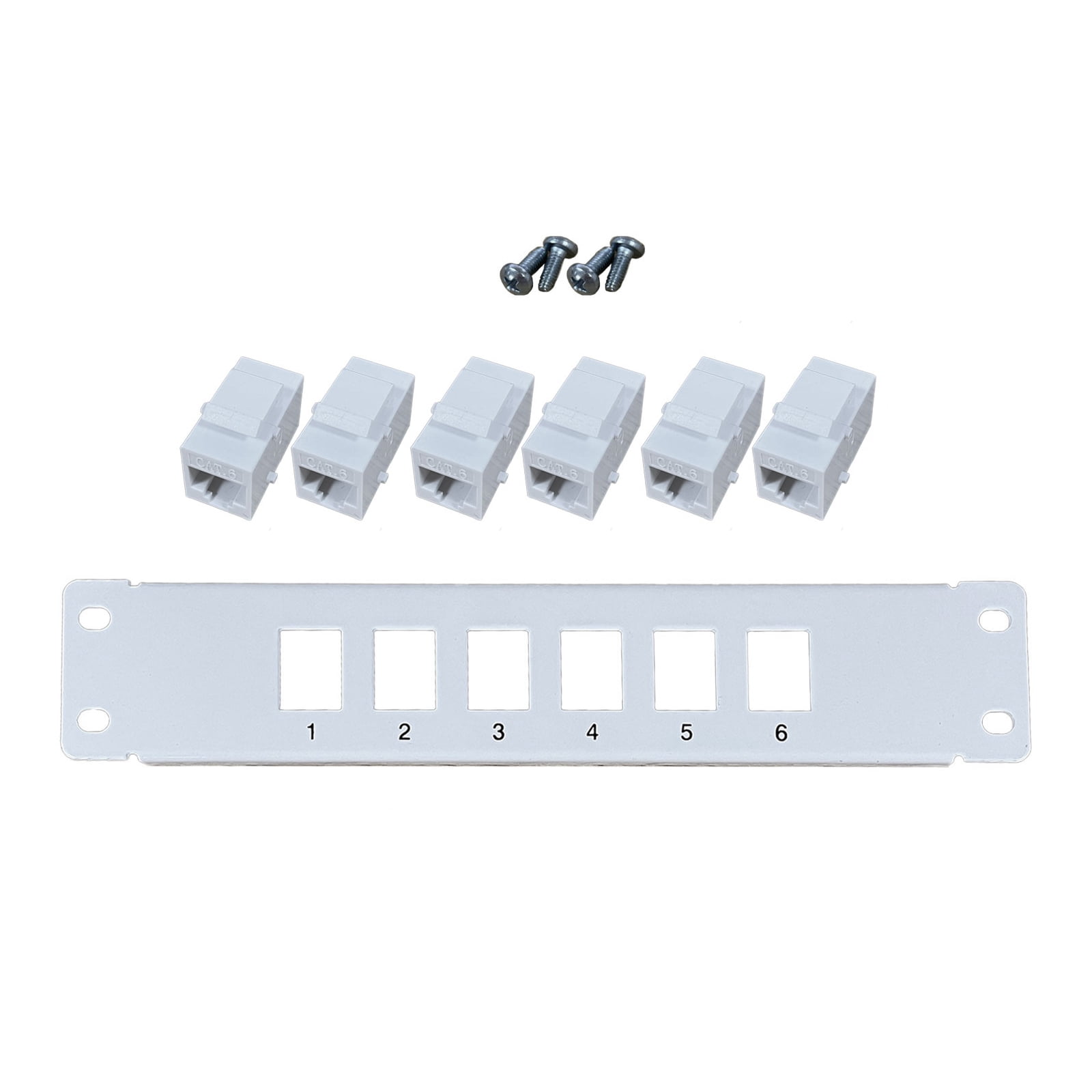 CIYISON 6 Port CAT6 RJ45 Pass-Thru Patch Panel with Mounting Bracket ...