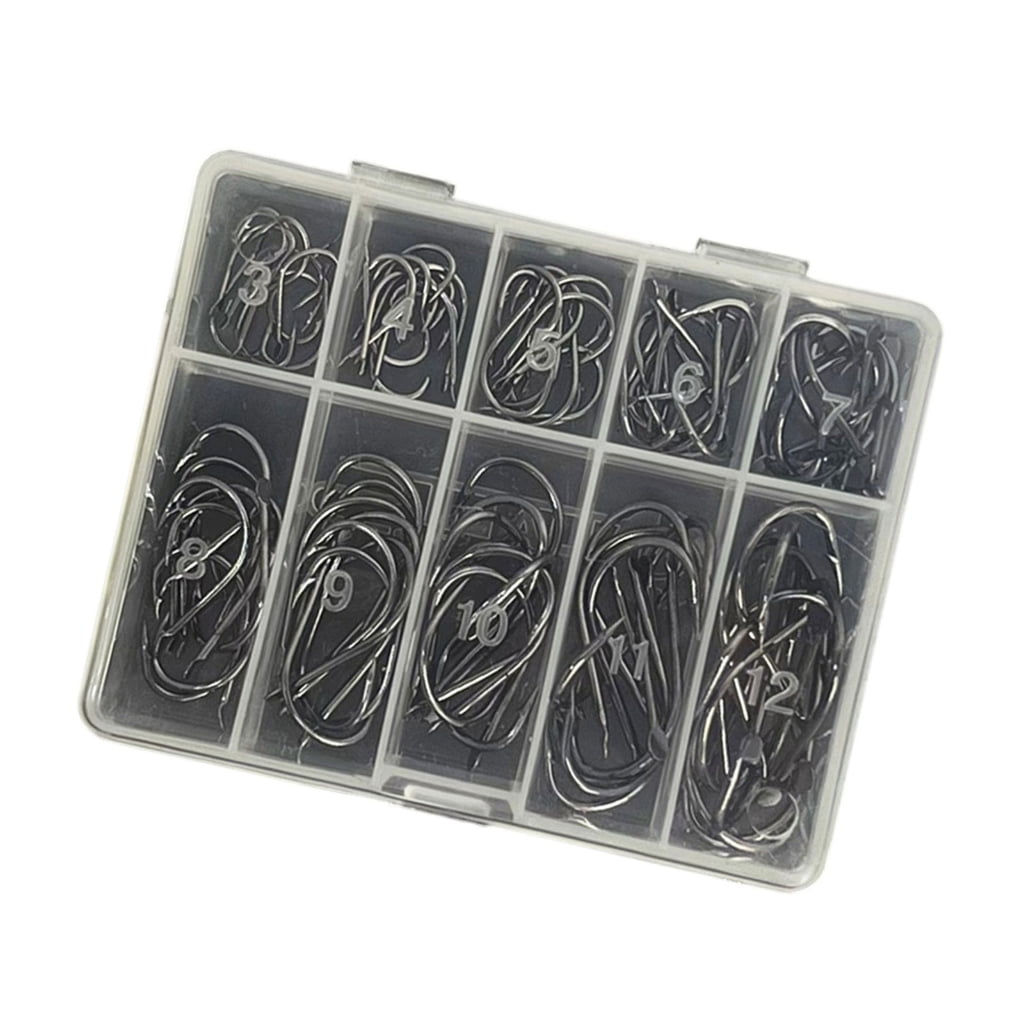 CIYISON 70/100pcs Carbon Steel Eyed Fish Hook Saltwater Freshwater ...