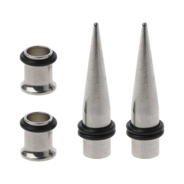 CIYISON 7mm 2 Pairs 316L Steel Tapers and Tunnels Ear Stretching with O ...