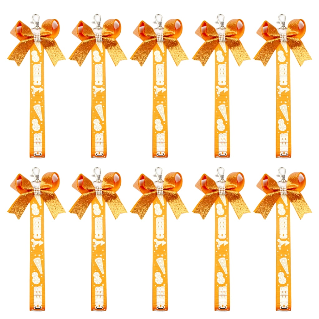 CIYISON Assorted 10 Cheer Bows Keychains Bowknot Streamer Keyring ...