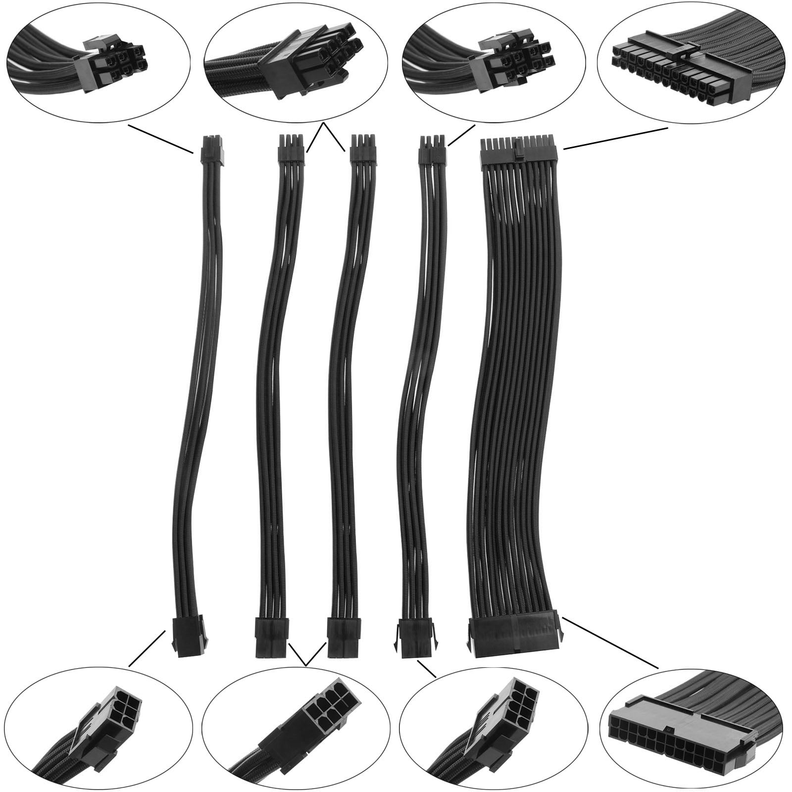 CIYISON Braided 24Pin ATX Sleeved Cable Extension Kit for Power Supply ...