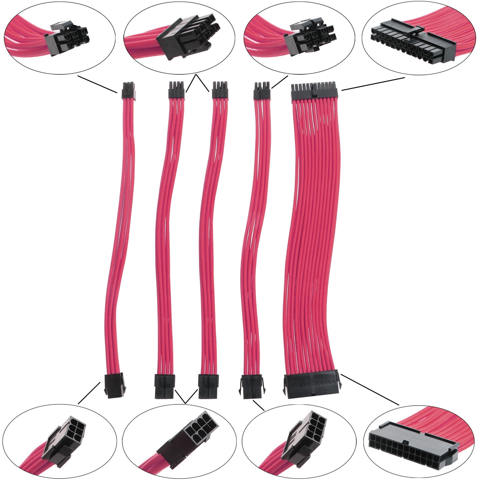 CIYISON Braided 24Pin ATX Sleeved Cable Extension Kit for Power Supply ...