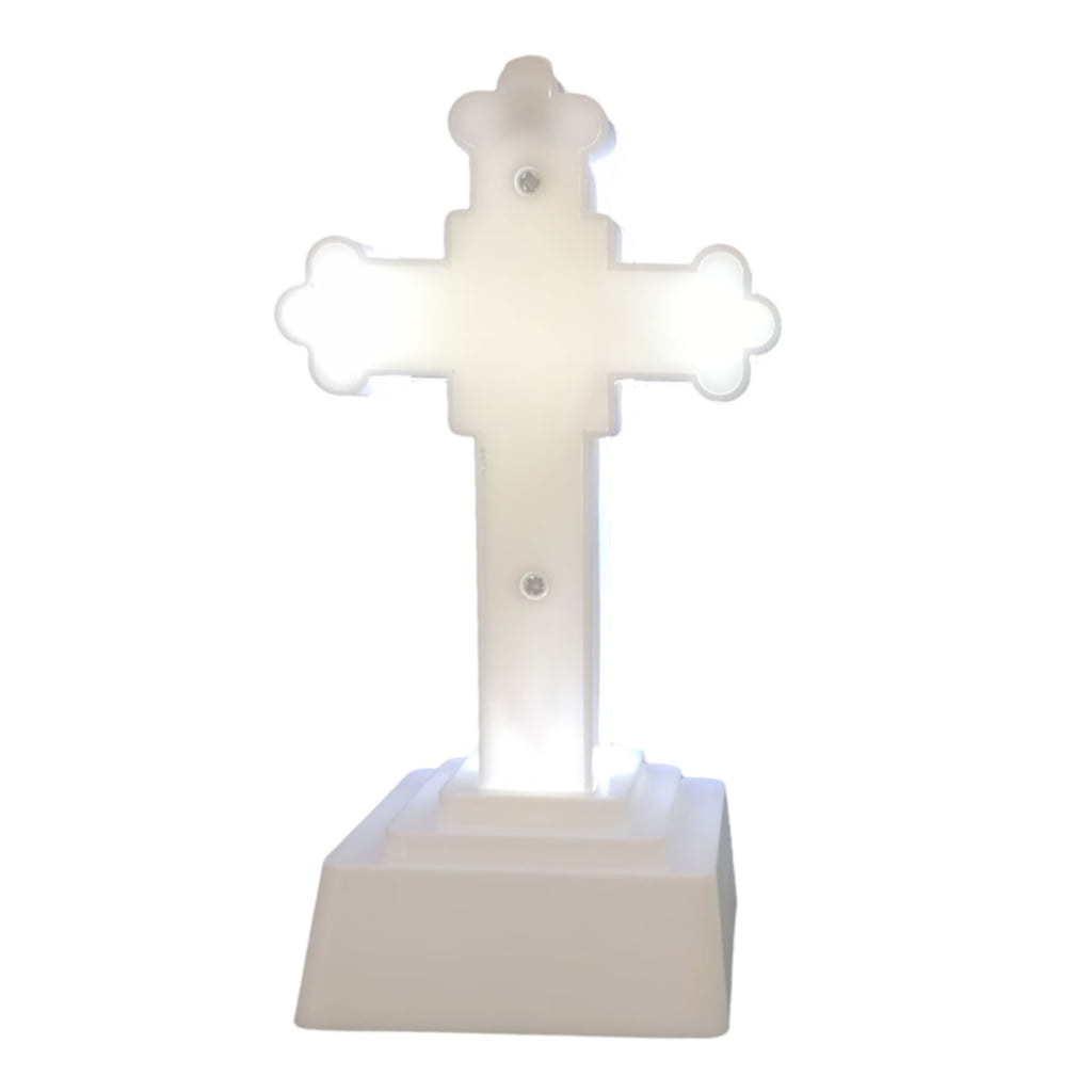 JNANEEI Cross Shaped LED Night Lamp Church Ornament Standing Catholic ...