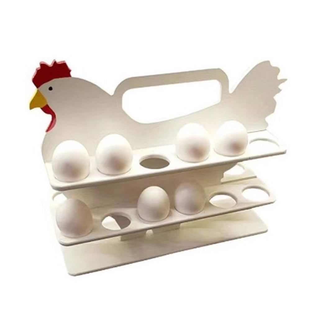 CIYISON Chicken Shaped Wood Stand Wooden Eggs Storage Shelf Convenient ...