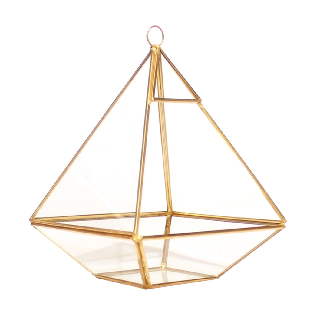 CIYISON Clear Glass Box with Golden Geometric Line Diamond Shape ...