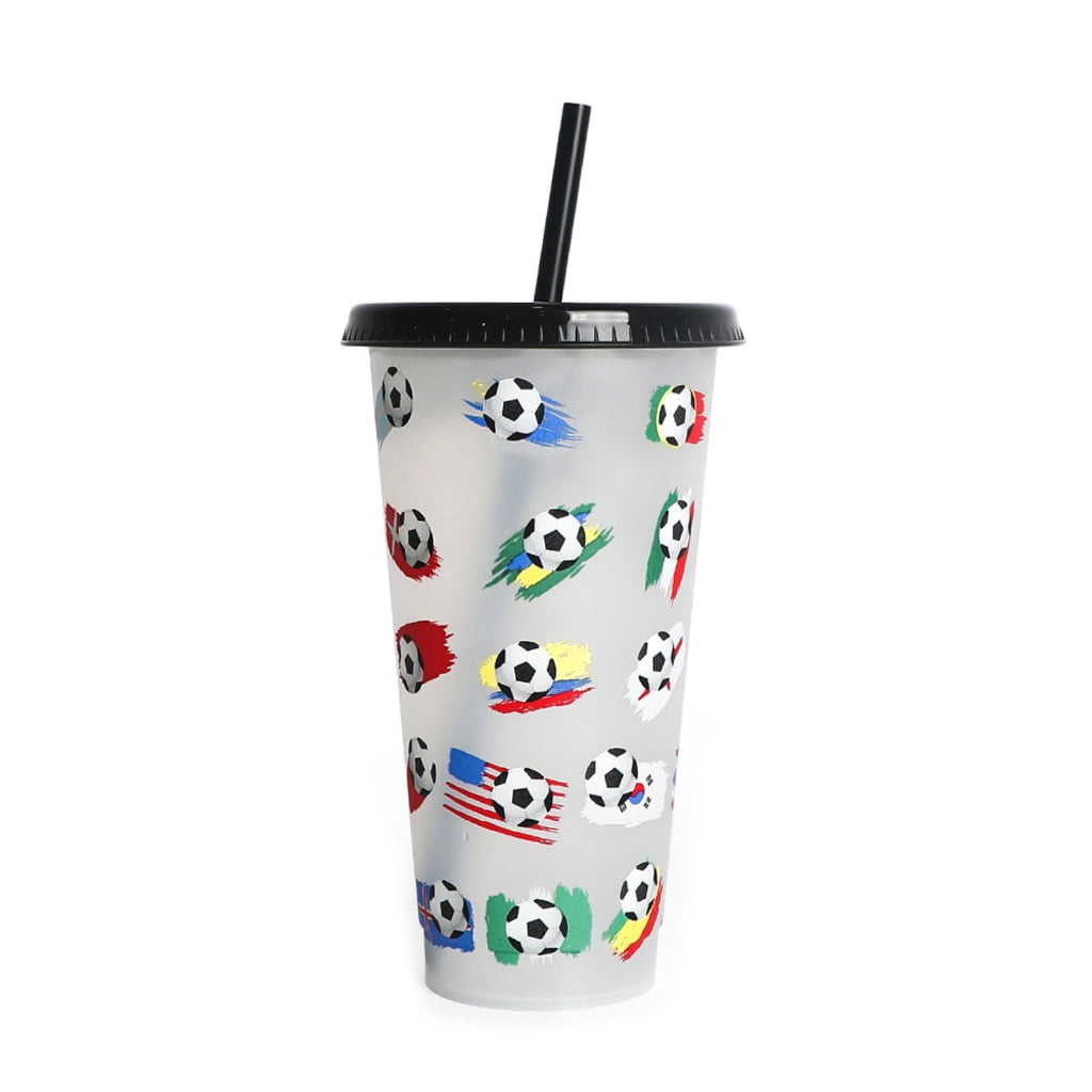 CIYISON Color-Changing Water Bottle Football Drinking Cup with Straw ...