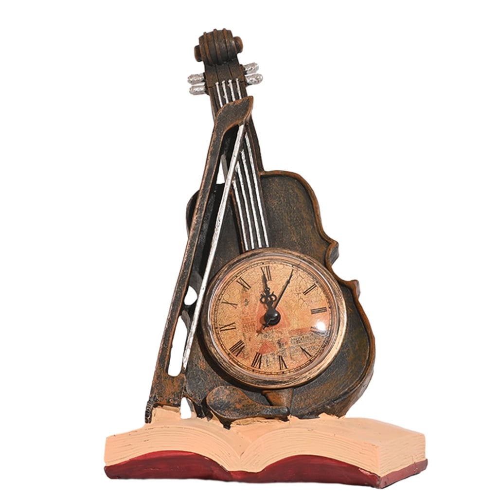 CIYISON Creative Digital Clock Violin Shape Model Figurines Desk Alarm ...