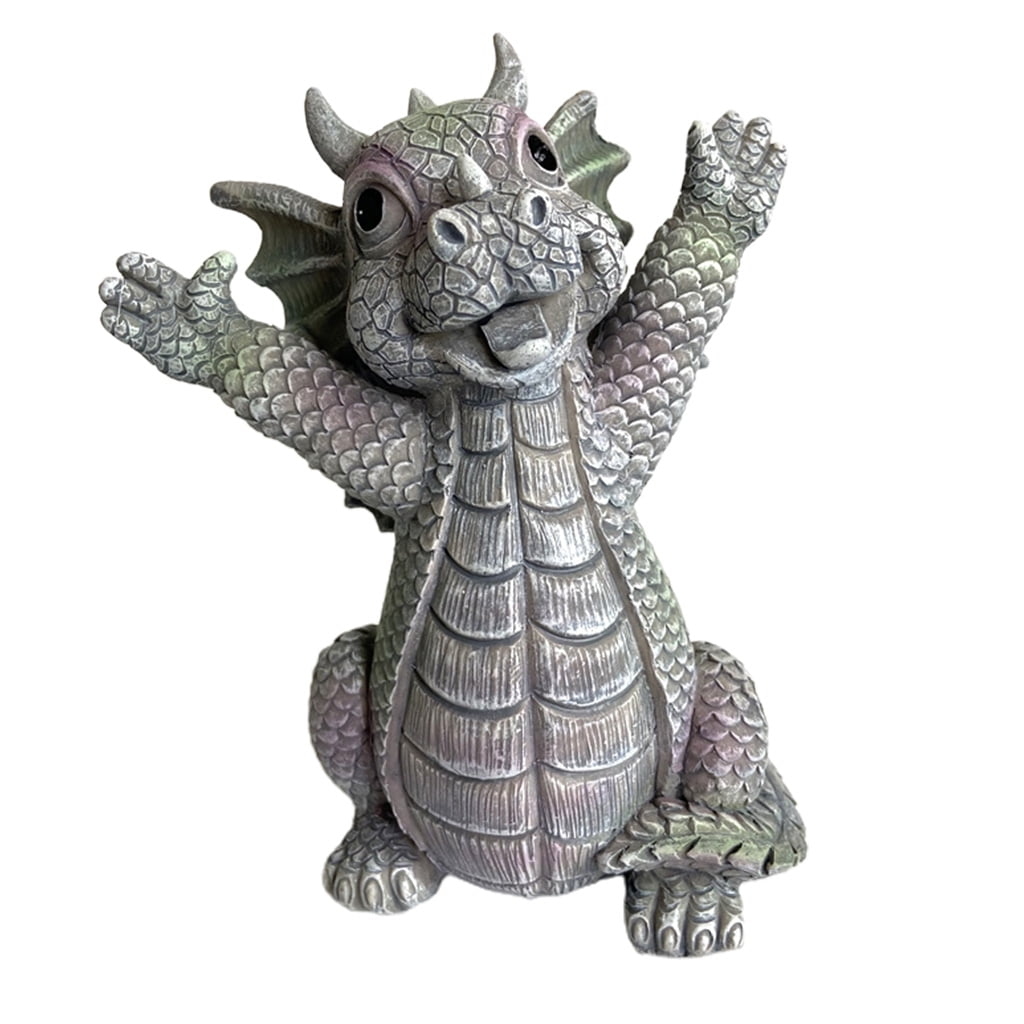 CIYISON Cute Baby Dragon Statue Garden Ornament Art Resin Craft Loong ...