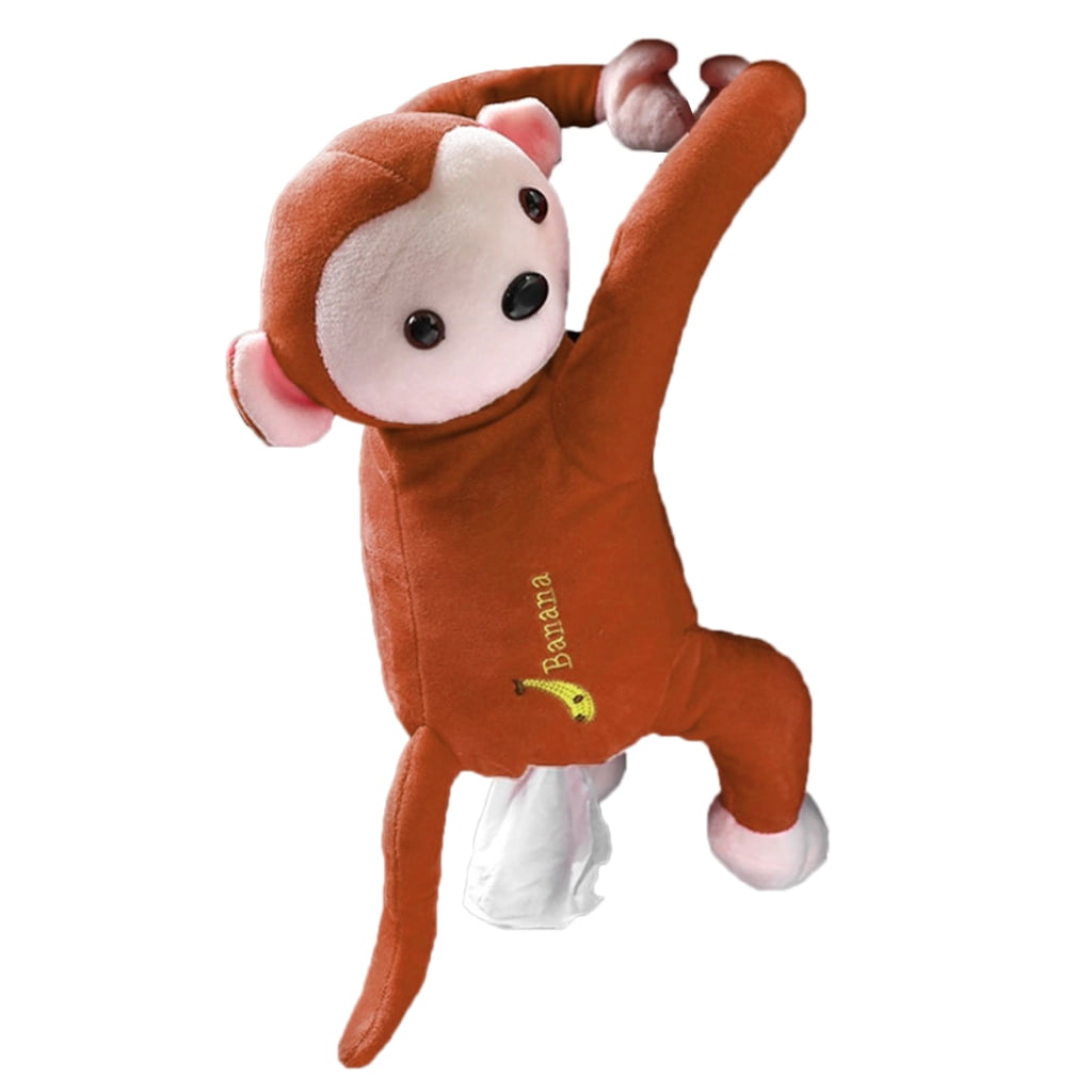 CIYISON Cute Plush Monkey Hanging Tissue Boxes Animal Napkin Tissue ...