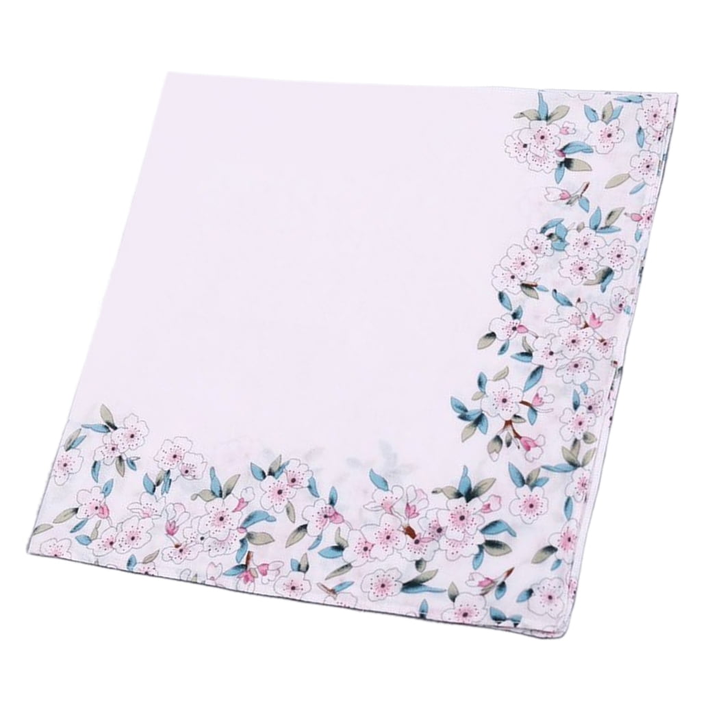 CIYISON Elegant Cotton Handkerchief with Handwoven Flower Pinted Hanky ...