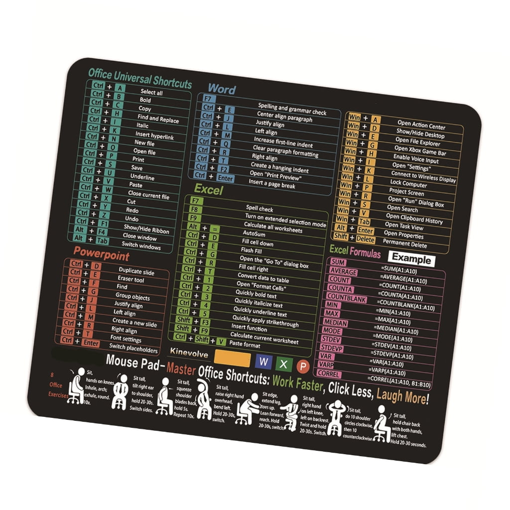 CIYISON Excels Shortcut Mouse Pad 11.8x9.8Inch NonSlip Rubber Base ...