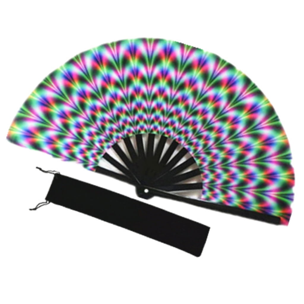 CIYISON Fluorescent Hand Fan Large Folding Fans for Music Festival ...