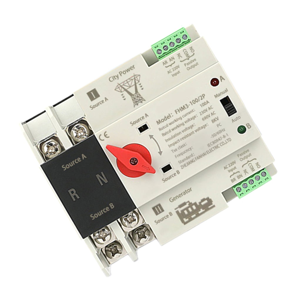 CIYISON Generator Changeover Switches 2P 100A Double Power Automatic ...