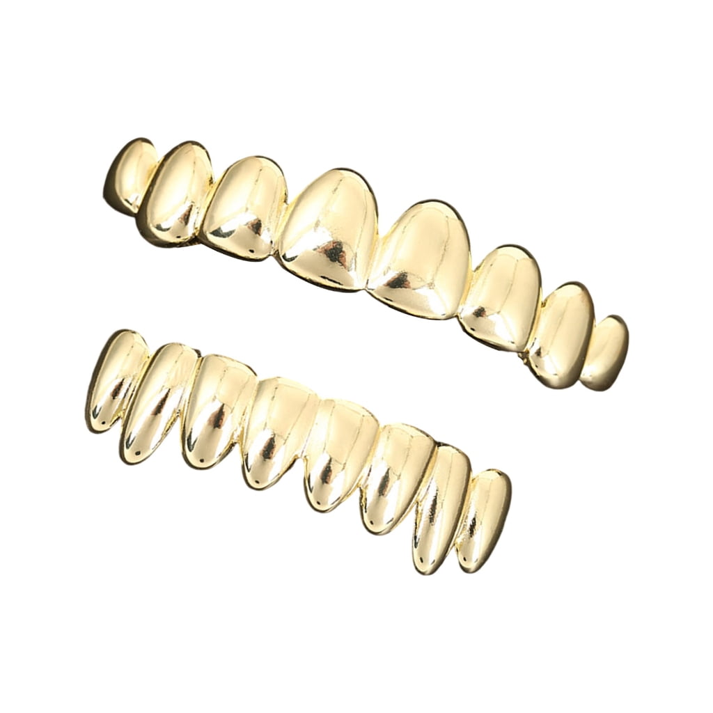 CIYISON Gold/Silver Tone Grillzs Set Top Bottom 8 Teeth Rapper Style ...