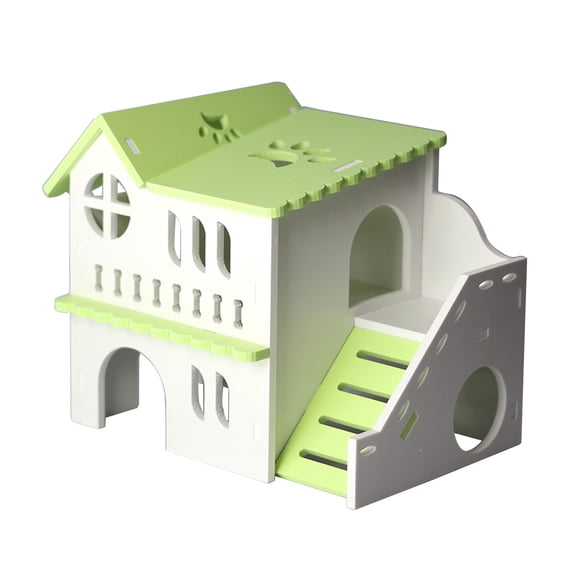 CIYISON Hamster House Hideout Small Animals 2-Story Villa Cage Decor ...