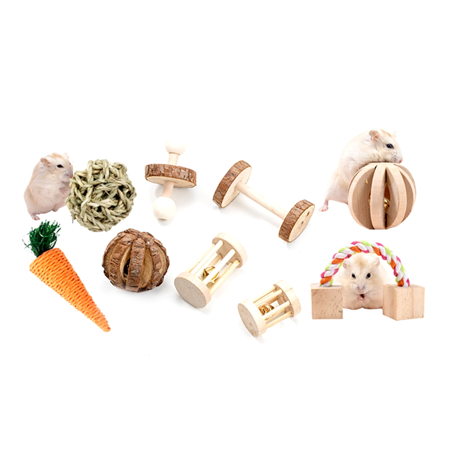 CIYISON Hamster Toy Wood Chews for Teeth Ladder Swing Grass Treats for ...