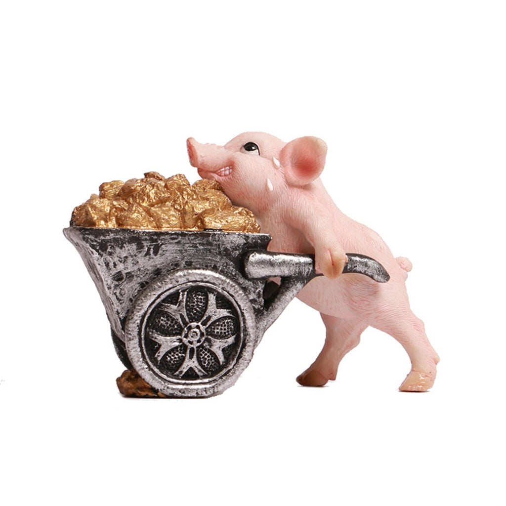 CIYISON Handcrafts Piggy Resins Figurine Miniature Ornament Funny ...