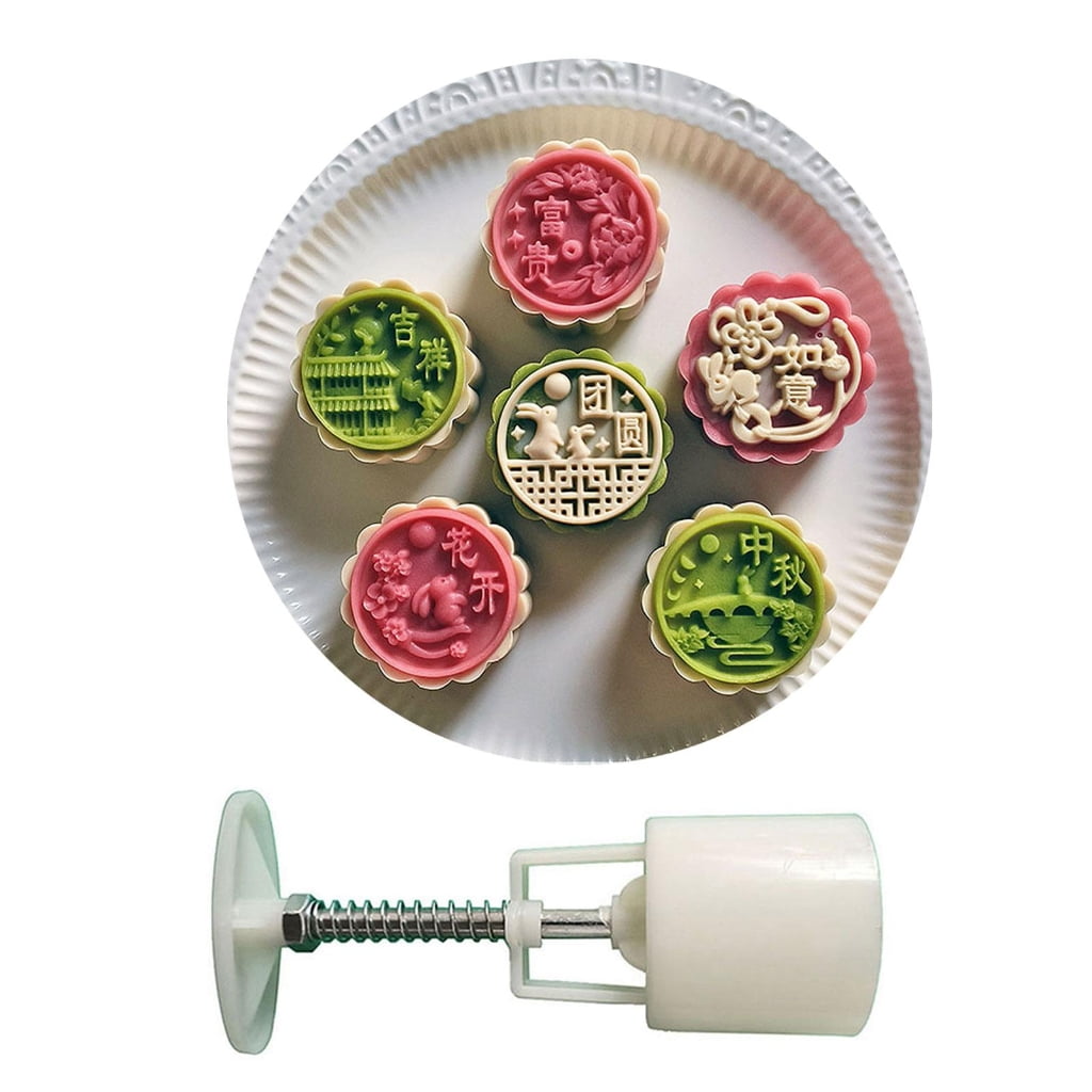 CIYISON Mooncakes Mold Plastic Pastries Mould Hand Pressed Cookie Stamp ...