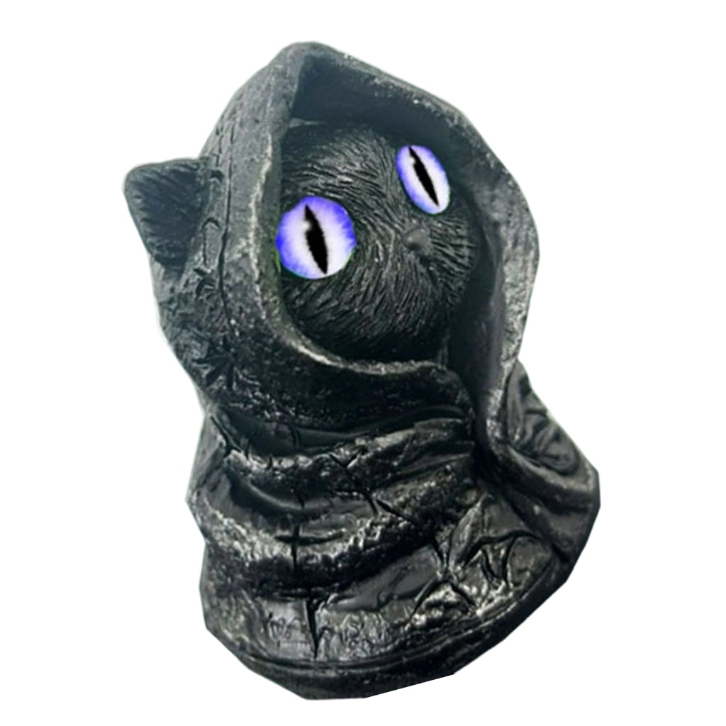 CIYISON Mysterious Hooded Cats Fiqurines Gotik Black Cats Statue ...