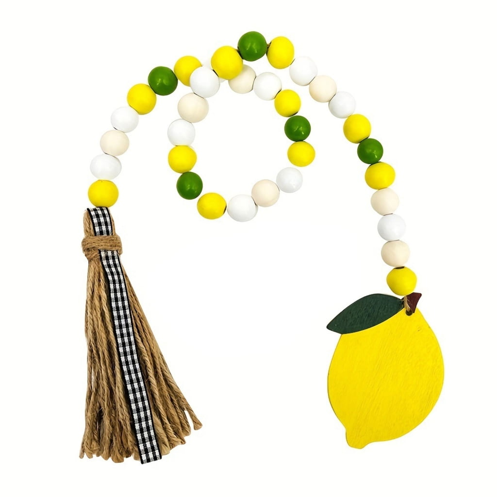 CIYISON Natural Lemon Wood Bead Garlands with Tassels Lemon Bead ...