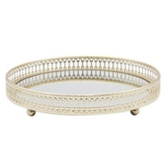 Kate and Laurel Gohana Modern Mirrored Tray, 16 Inch Diameter, Silver ...