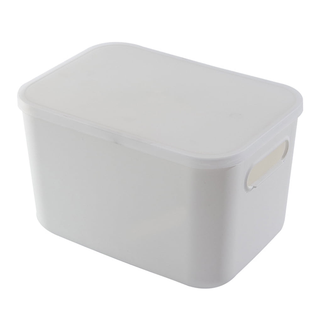 CIYISON Plastic White Storage Box Bin with Clear Lid Handle Sundries ...