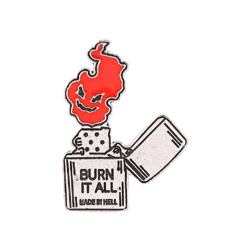 CIYISON Punk Alloy Burn It All Unisex Brooch Funny Brooch Bag Jewelry ...