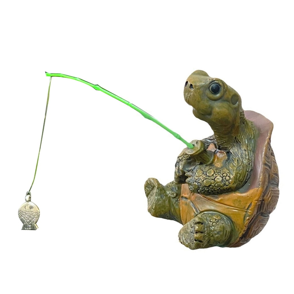 CIYISON Resin Fishing Turtles Figurines Garden Tortoise Decors Turtles ...