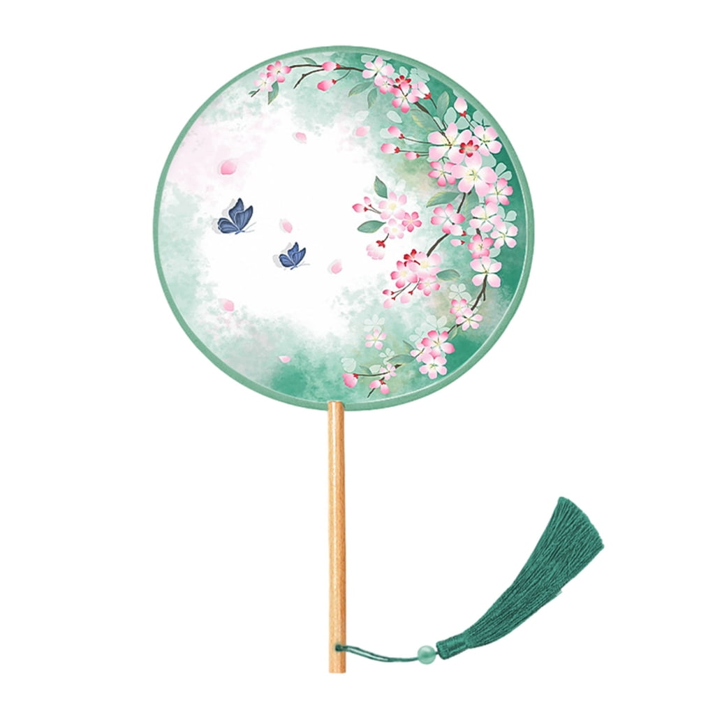 CIYISON Round Fan Chinese Pattern Classical Silk Fan Hand Tassels Fan ...