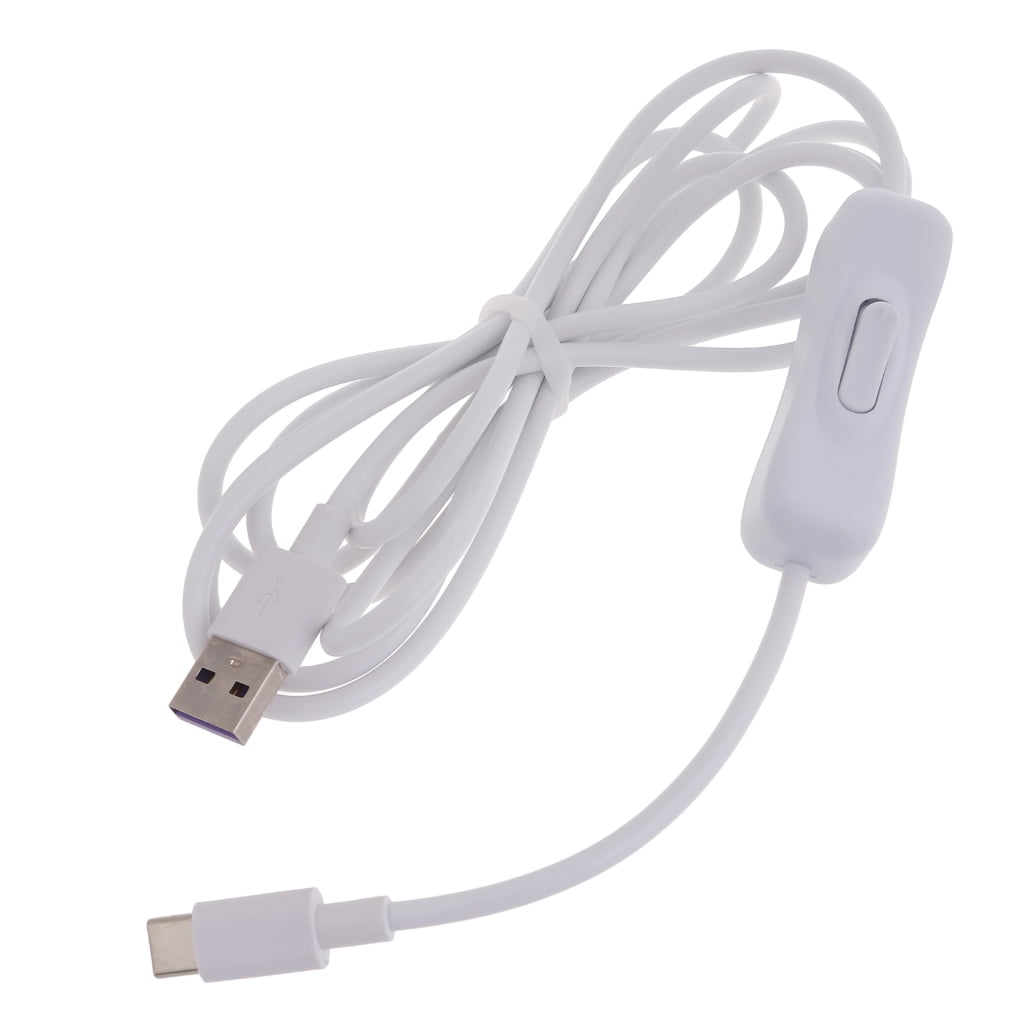 CIYISON Short White USB-C Cable with Switch - Supports Fast- Charging ...