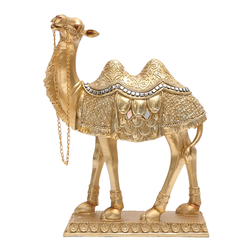 CIYISON Standing Camels Sculpture with Saddles Blanket, Resin Desert ...