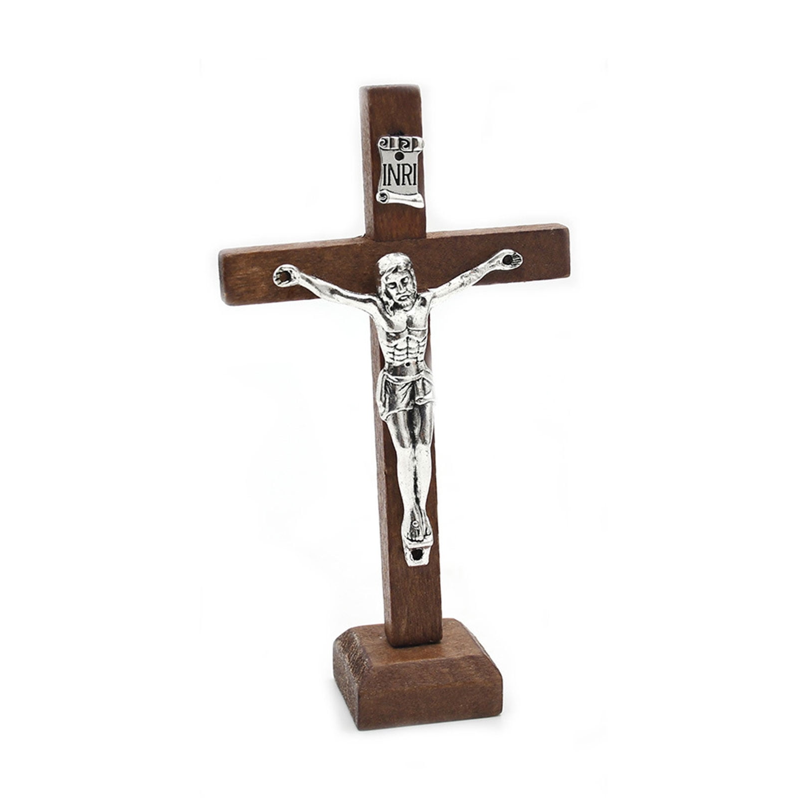 CIYISON Table Wooden Catholic Jesus for Cross with Stand Vintage ...