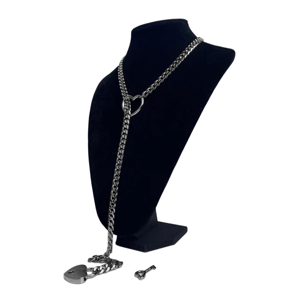 CIYISON Trendy Heart Lock Lariat Necklace Punk Rock Statement Necklaces ...