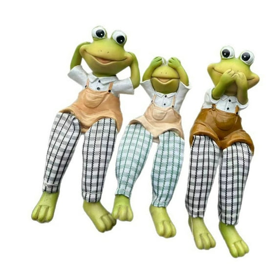 CIYISON Triple Frogs Statue Set Resilient Resin Balcony Desktop ...