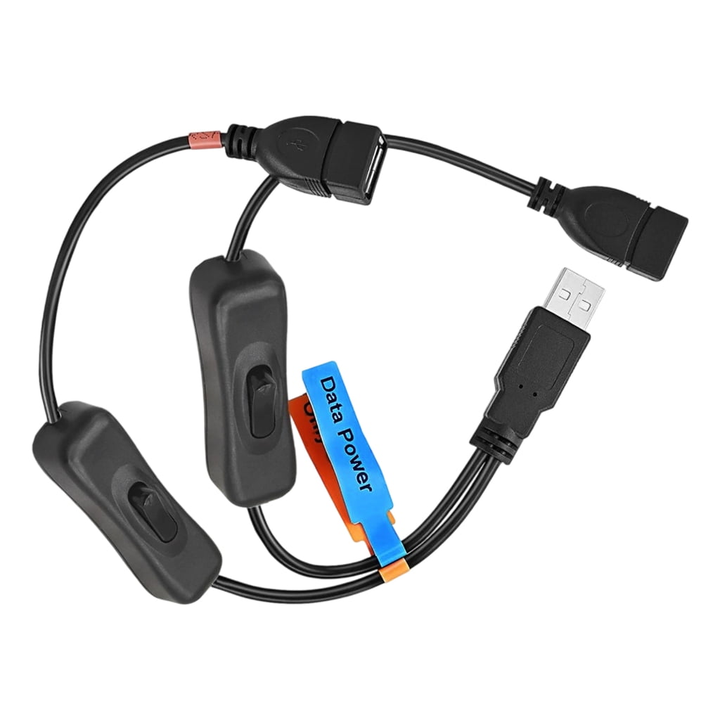 CIYISON USB Y Splitter Cable 2-Port Switches Control Key For Charging ...