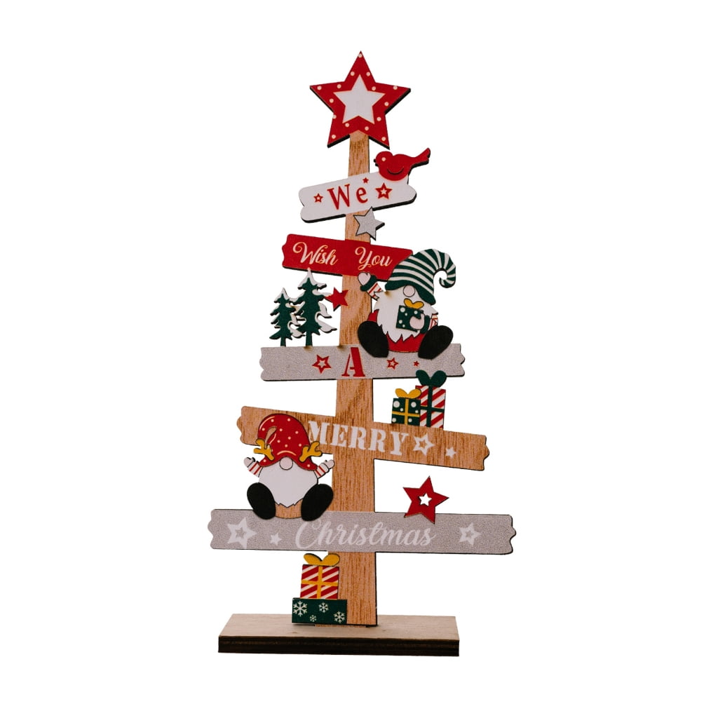 CIYISON Wood Christmas Tree Ornaments Desktop Small Mini Christmas ...