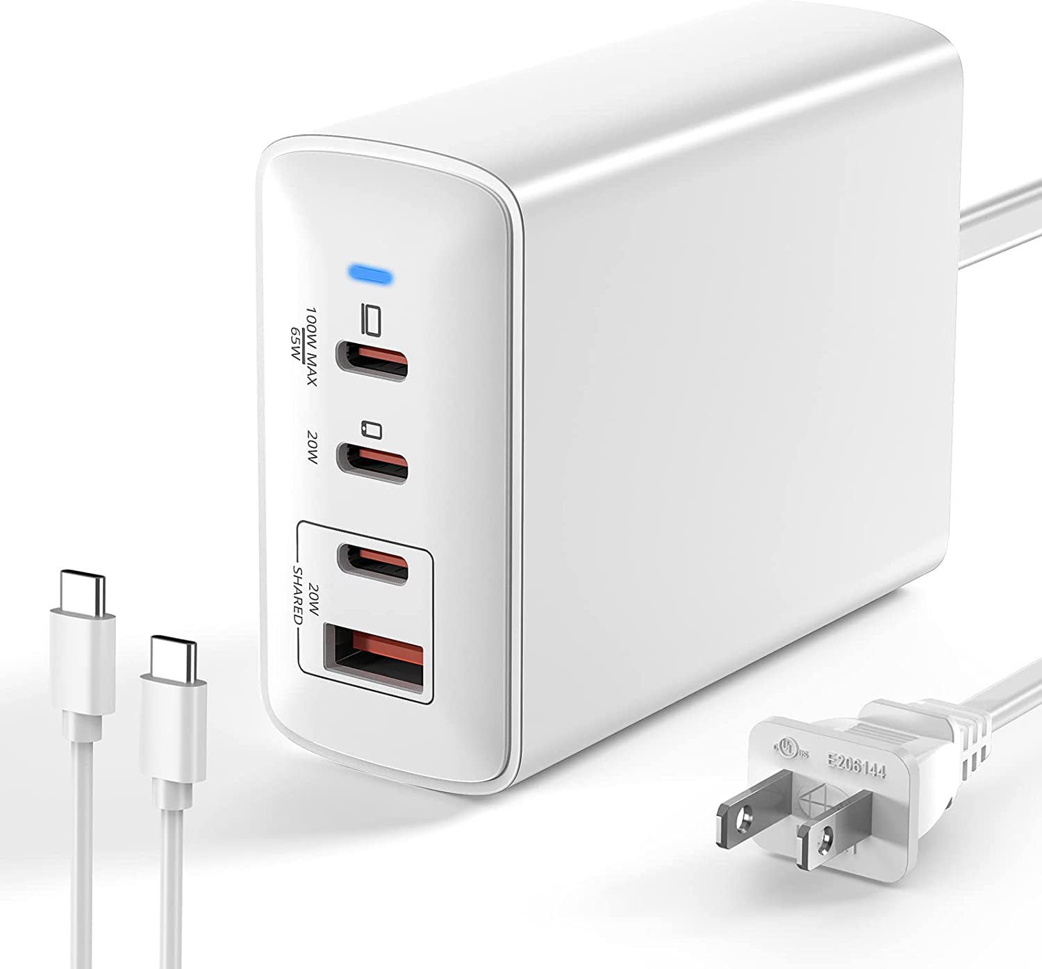 CIYOYO 100W USB C Charger - 4 Port Fast GaN III USB Charging Station 3 USB-C + USB-A, Multiport ...