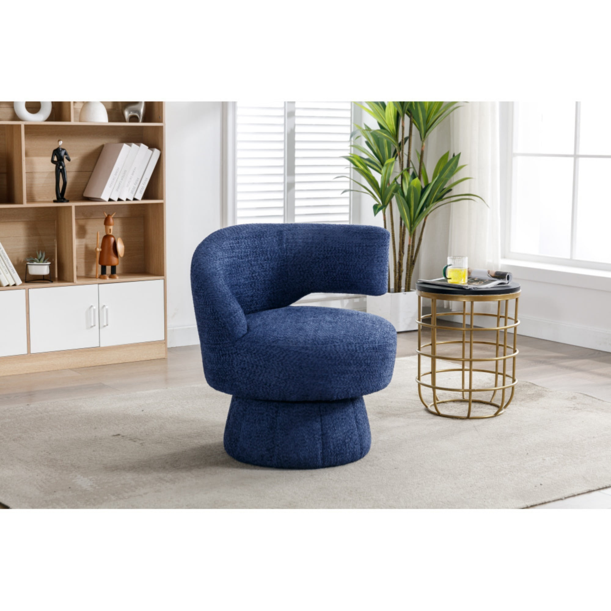 CIYOYO 360 Degree Swivel Cuddle Barrel Accent Chairs, Round Armchairs ...