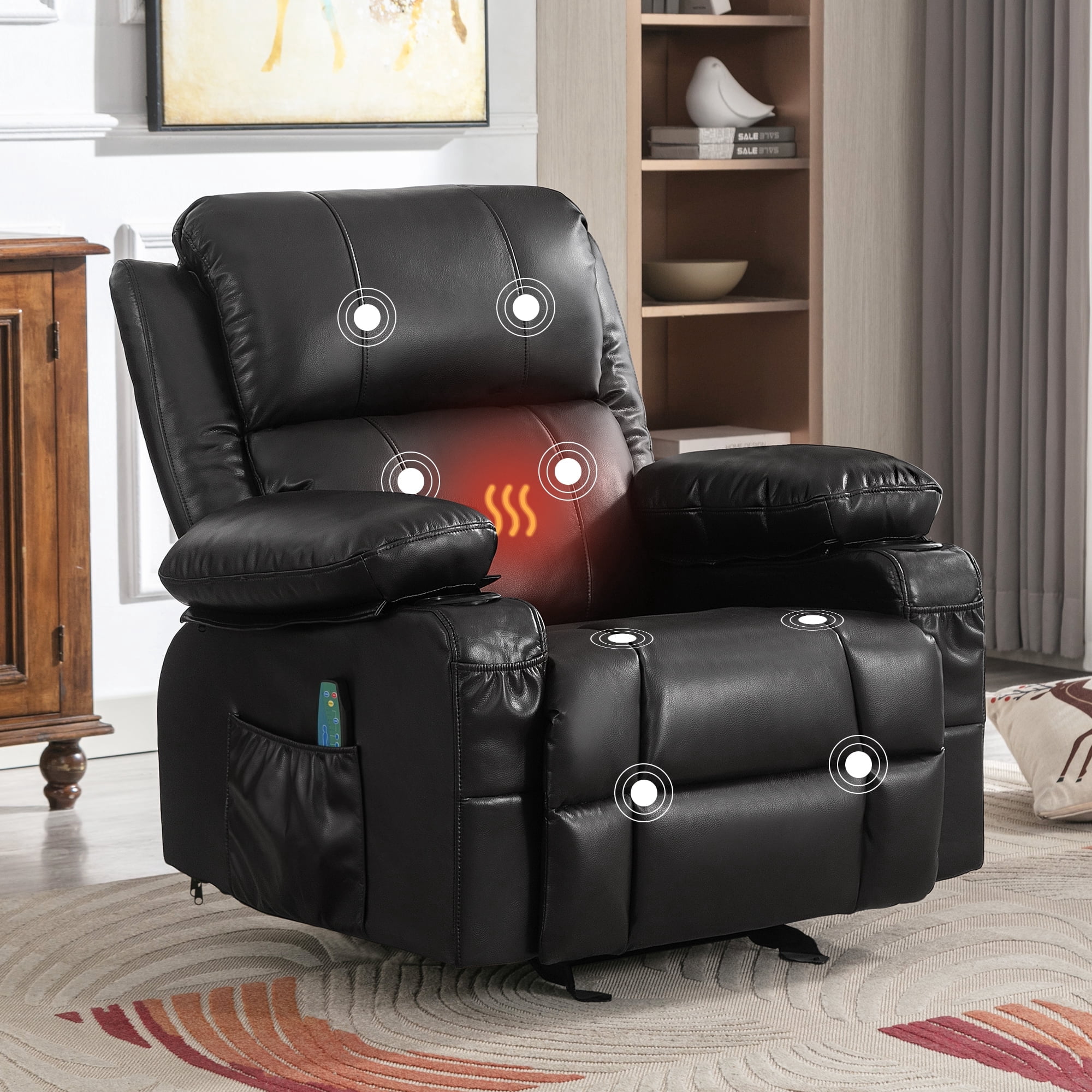 CIYOYO Vibrating Swivel Massage Recliner Chair with Back Reclining ...