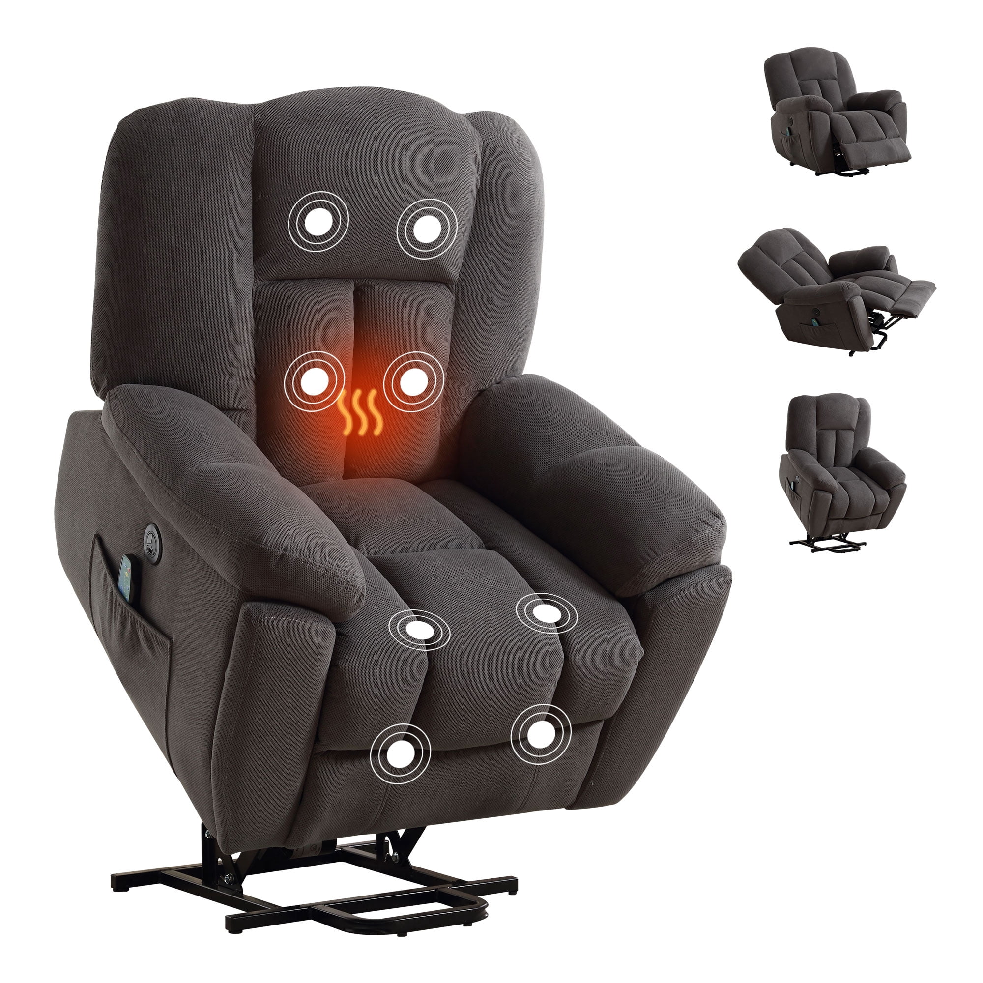 CIYOYO Recliner Chair, Massage Chair with Heat Therapy ,Single Sofa ...