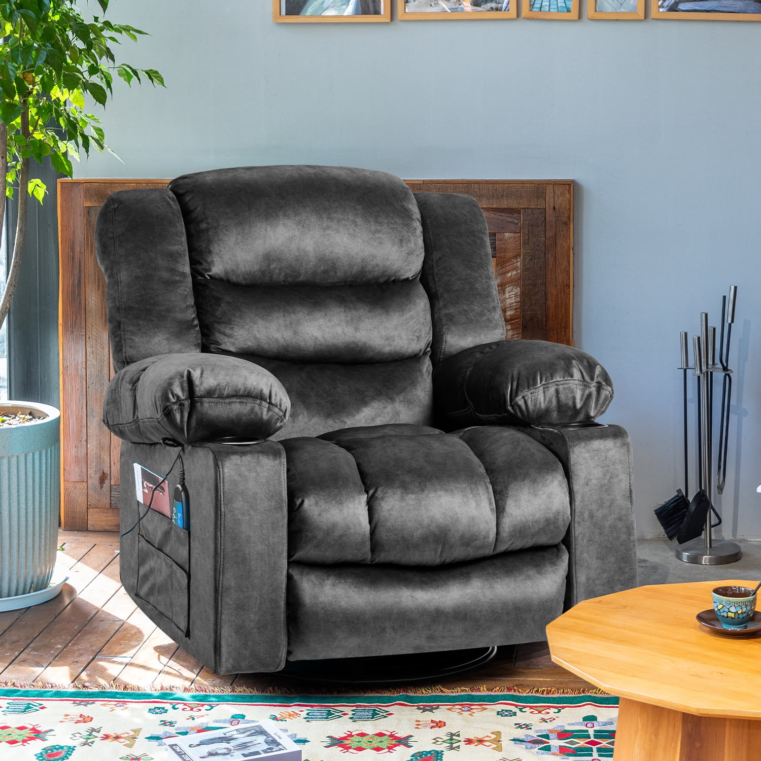 CIYOYO Recliner Chair, Massage Chair with Heat Therapy ,Single Sofa ...